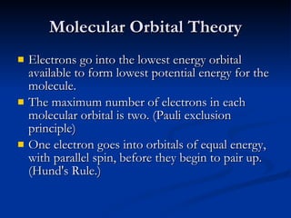 AP Chemistry - Molecular Orbital Theory | PPT | Chemistry | Science