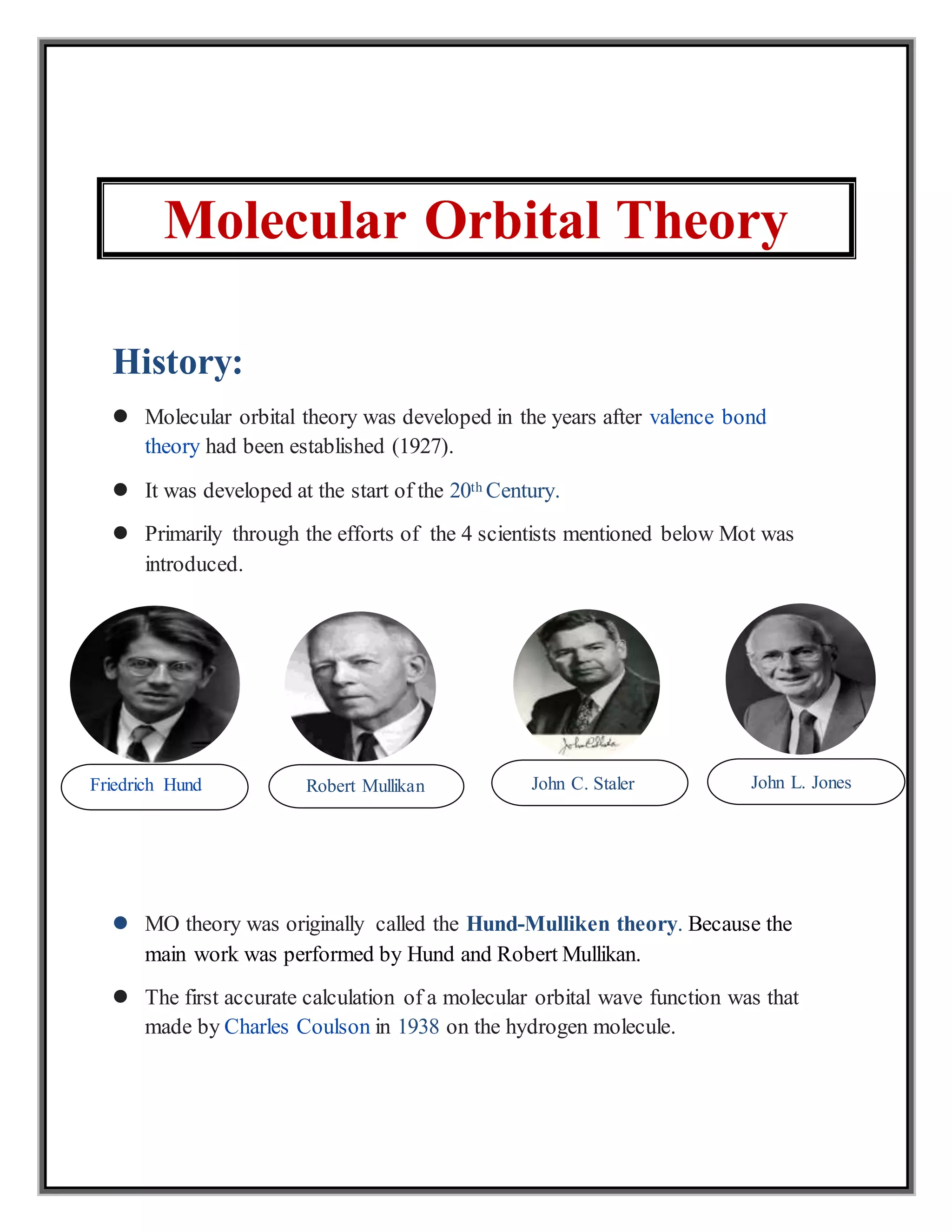 Molecular orbital theory | DOCX | Chemistry | Science