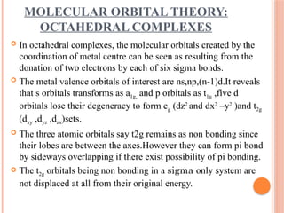MOLECULAR ORBITAL THEORY IN METAL COMPLEXES.pptx