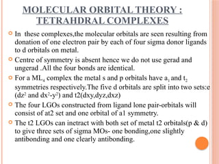 MOLECULAR ORBITAL THEORY IN METAL COMPLEXES.pptx