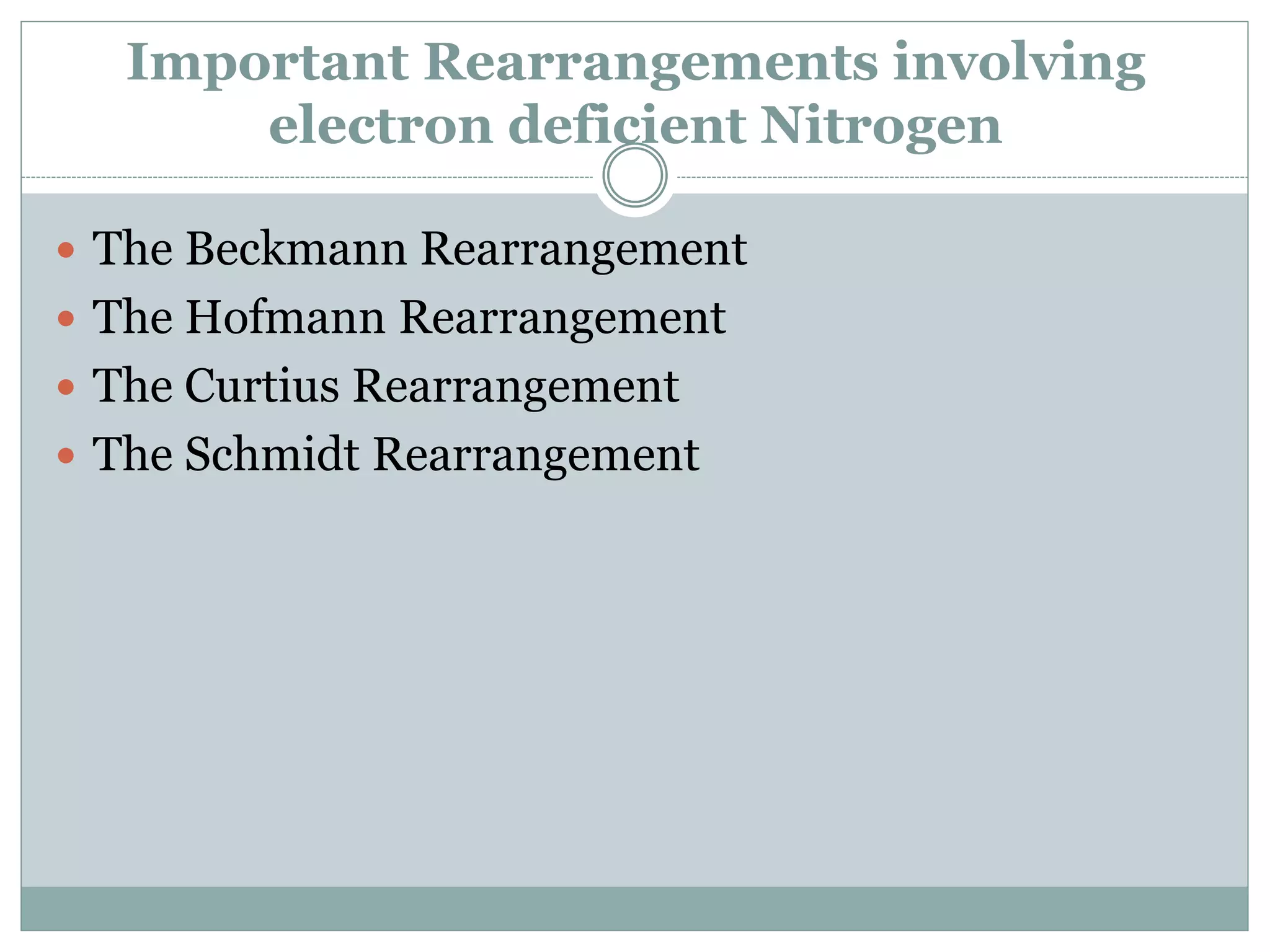Molecular rearrangements involving electron deficient nitrogen as an ...