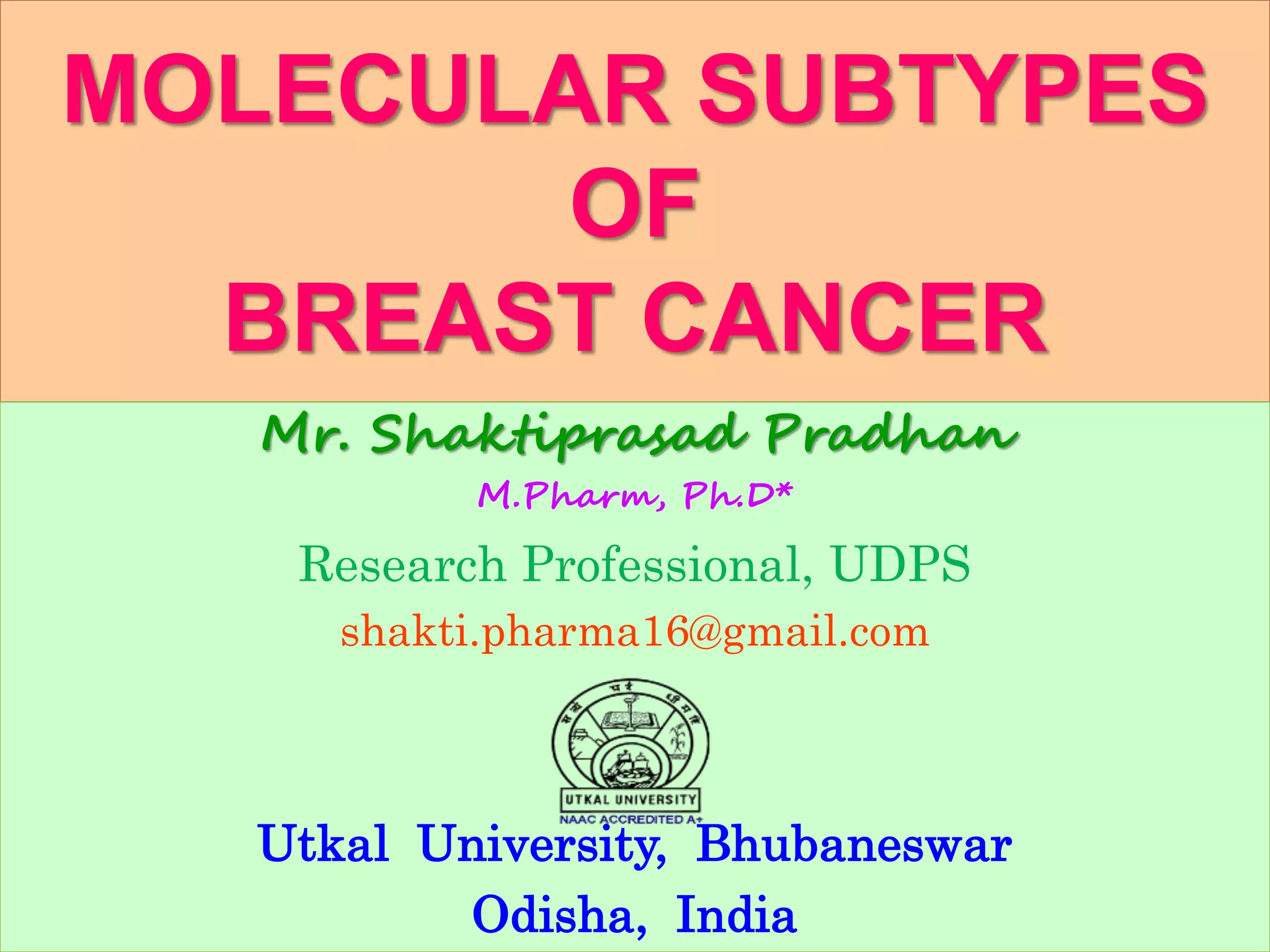 Molecular Subtypes of Breast Cancer | PPTX