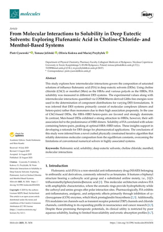 From Molecular Interactions to Solubility in Deep Eutectic Solvents ...