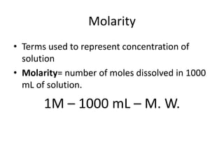 Molecules, mole and molarity | PPTX