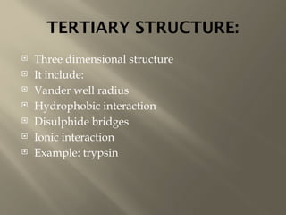 protein and its main types i.e primary secondary and tertiary | PPTX