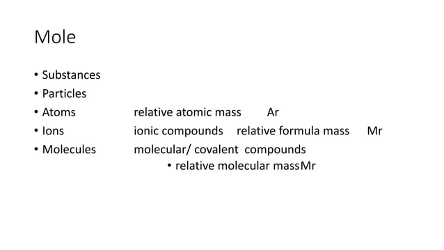 Discover how mole works ,what to learn mole formulae.PPTX