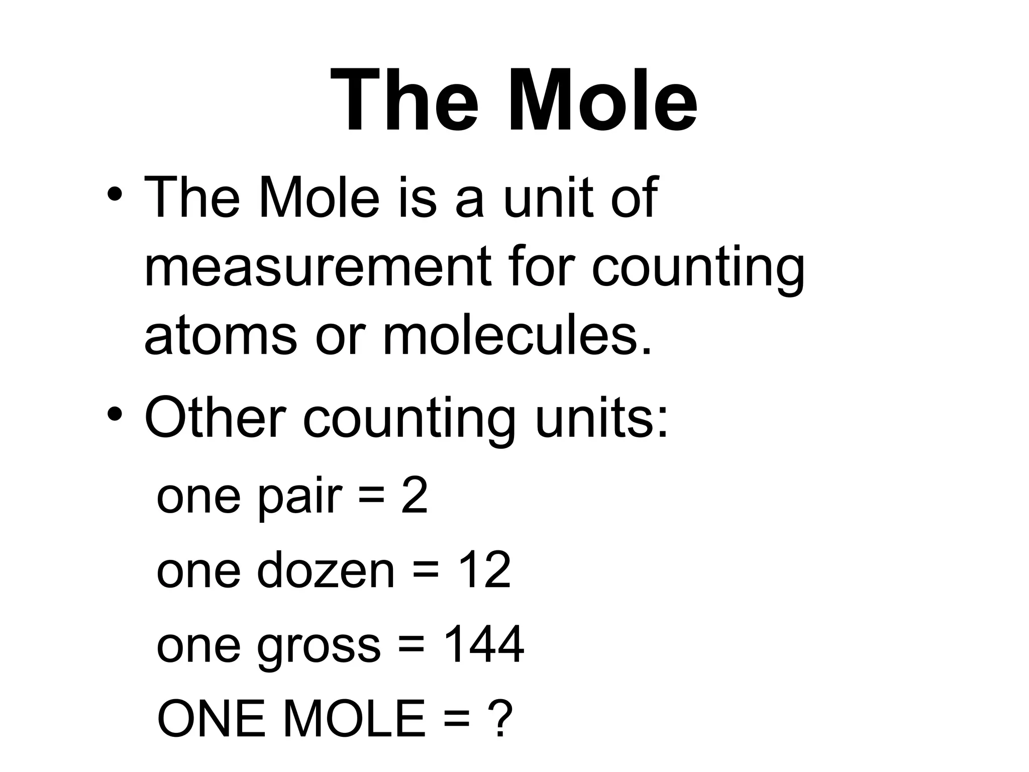 Mole intro and molar mass | PPT