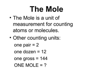 Mole intro and molar mass | PPT
