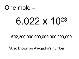 Mole intro and molar mass | PPT