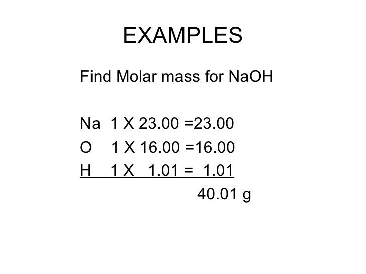 Mole Intro And Molar Mass