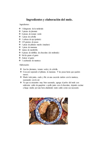 Mole Poblano Ingredientes