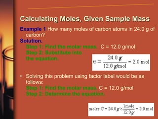Moles To Mass Problems