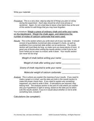 Chemistry - Moles of Chalk Lab | DOC | Chemistry | Science