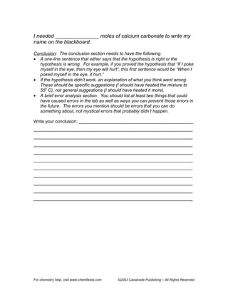 Chemistry - Moles of Chalk Lab | DOC
