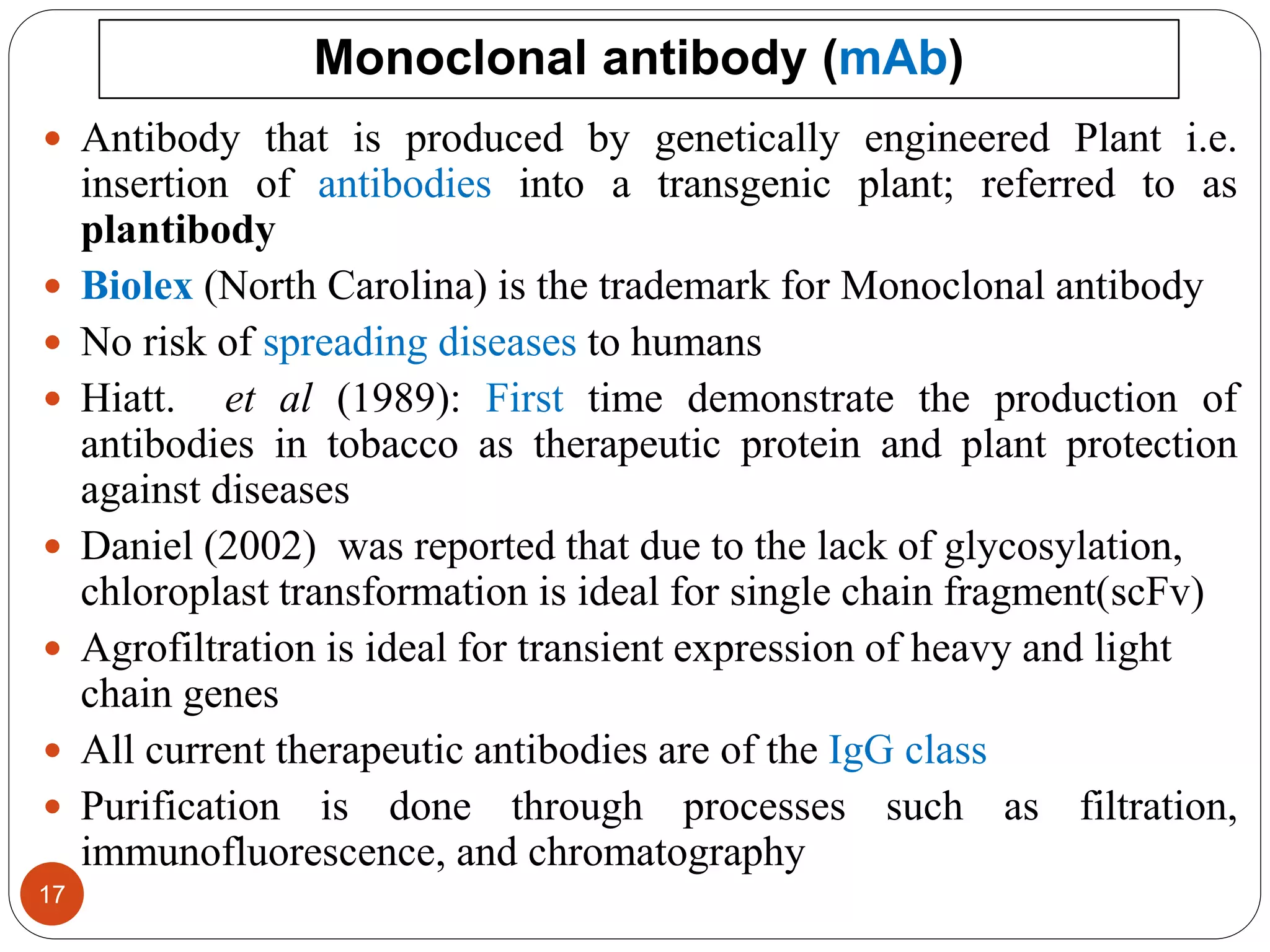 Plant molecular farming for recombinant therapeutic proteins | PPTX