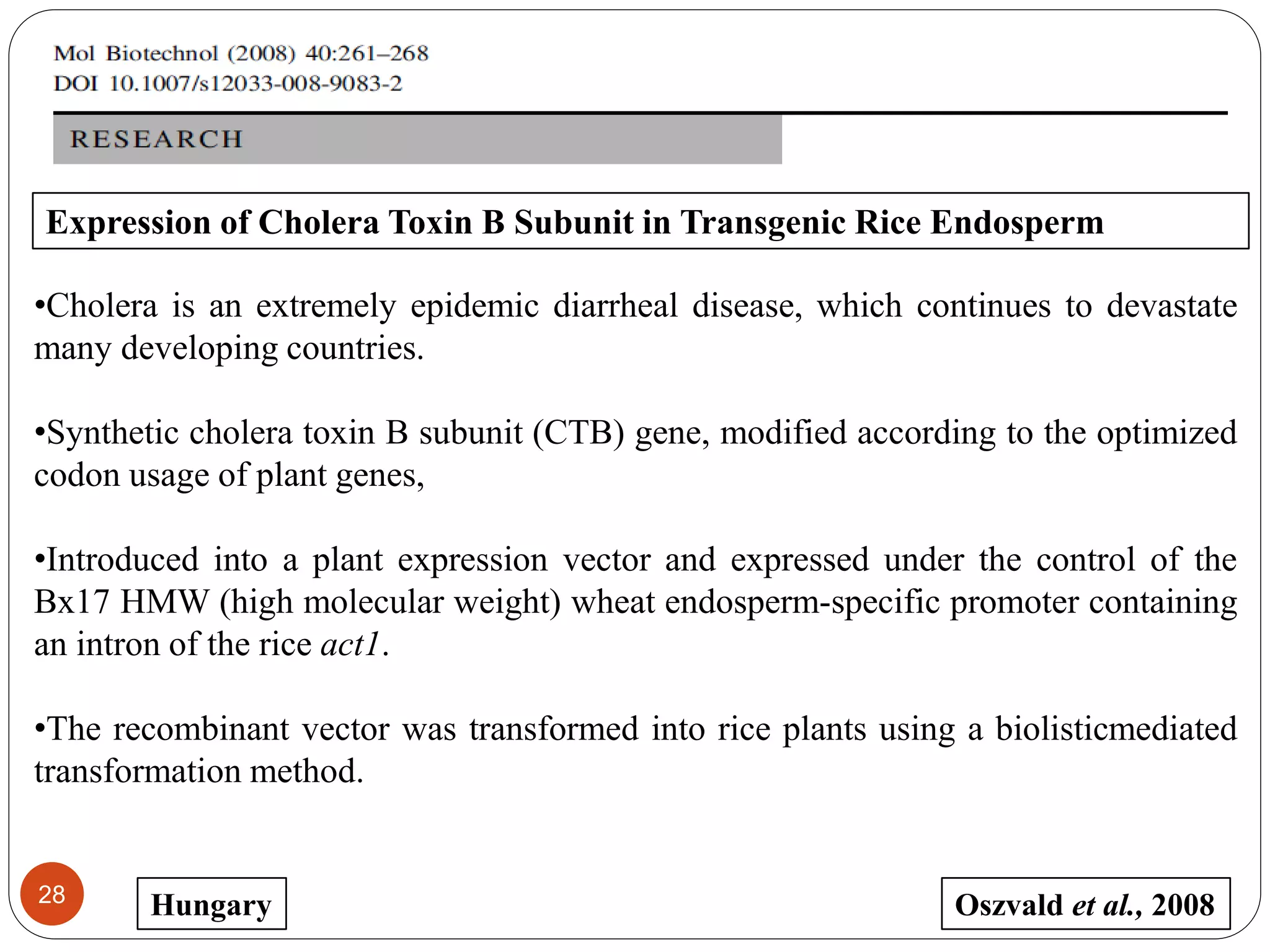 Plant molecular farming for recombinant therapeutic proteins | PPTX