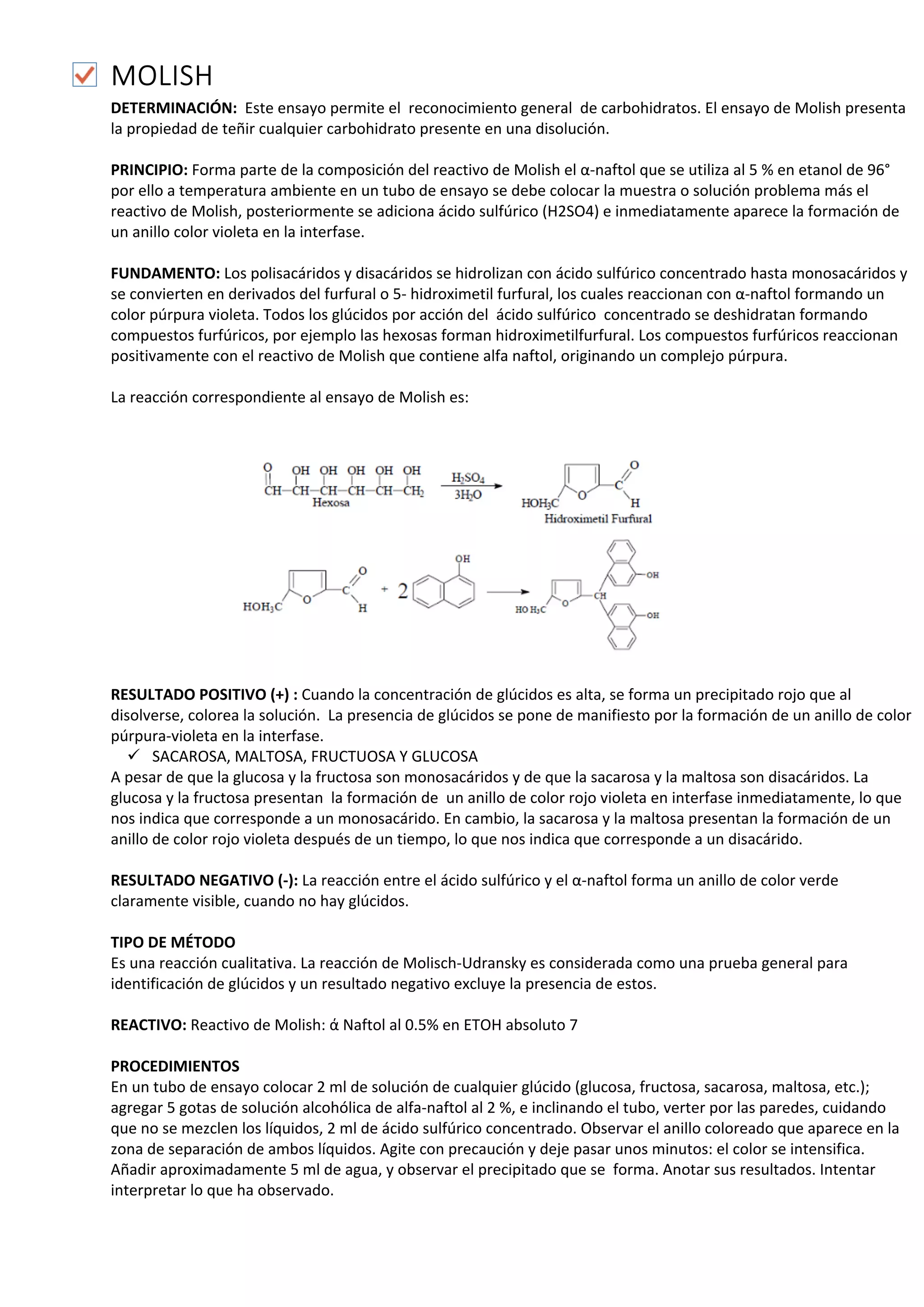 Ensayo de Molish | PDF