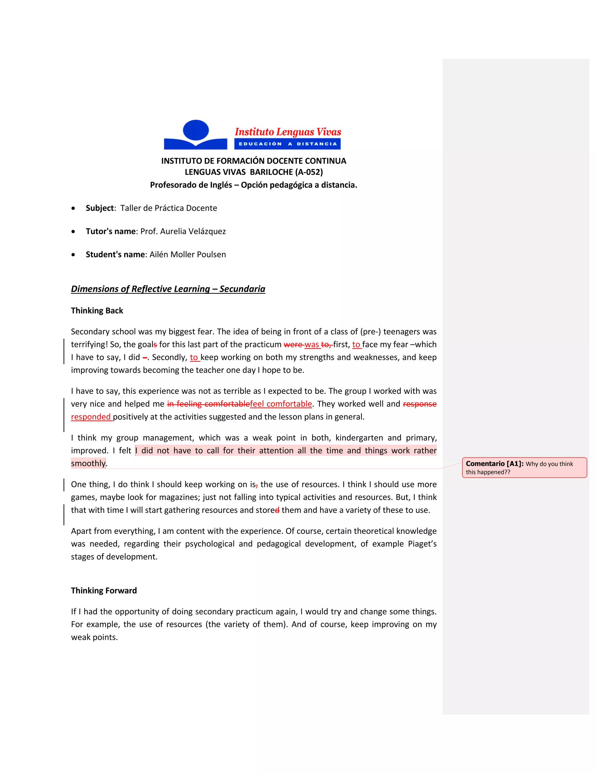 Moller Poulsen - Dimensions of Reflective Learning - Secundaria | PDF ...