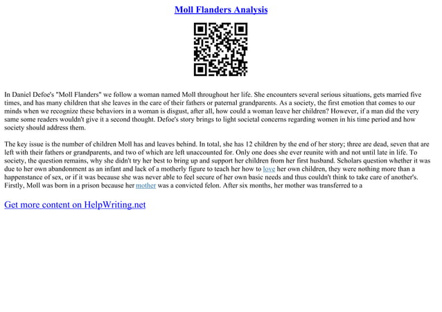 Moll Flanders Analysis | PDF | Family and Relationships