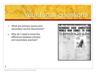 Mollie3 PowerPoint Primary/Secondary sources | PPTX | Secondary ...