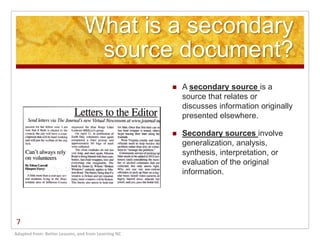 Mollie3 PowerPoint Primary/Secondary sources | PPTX | Secondary ...
