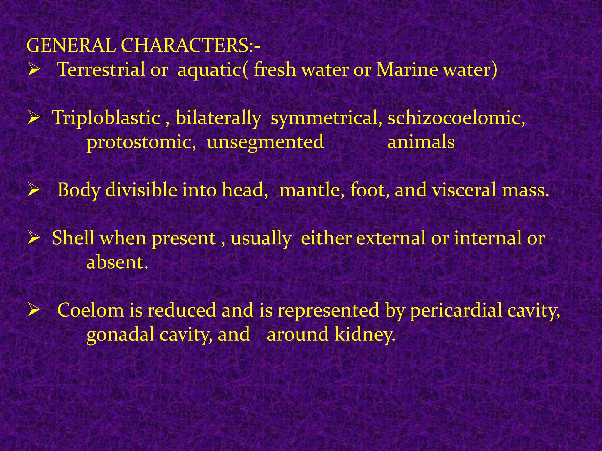 Mollusca general characters | PPTX