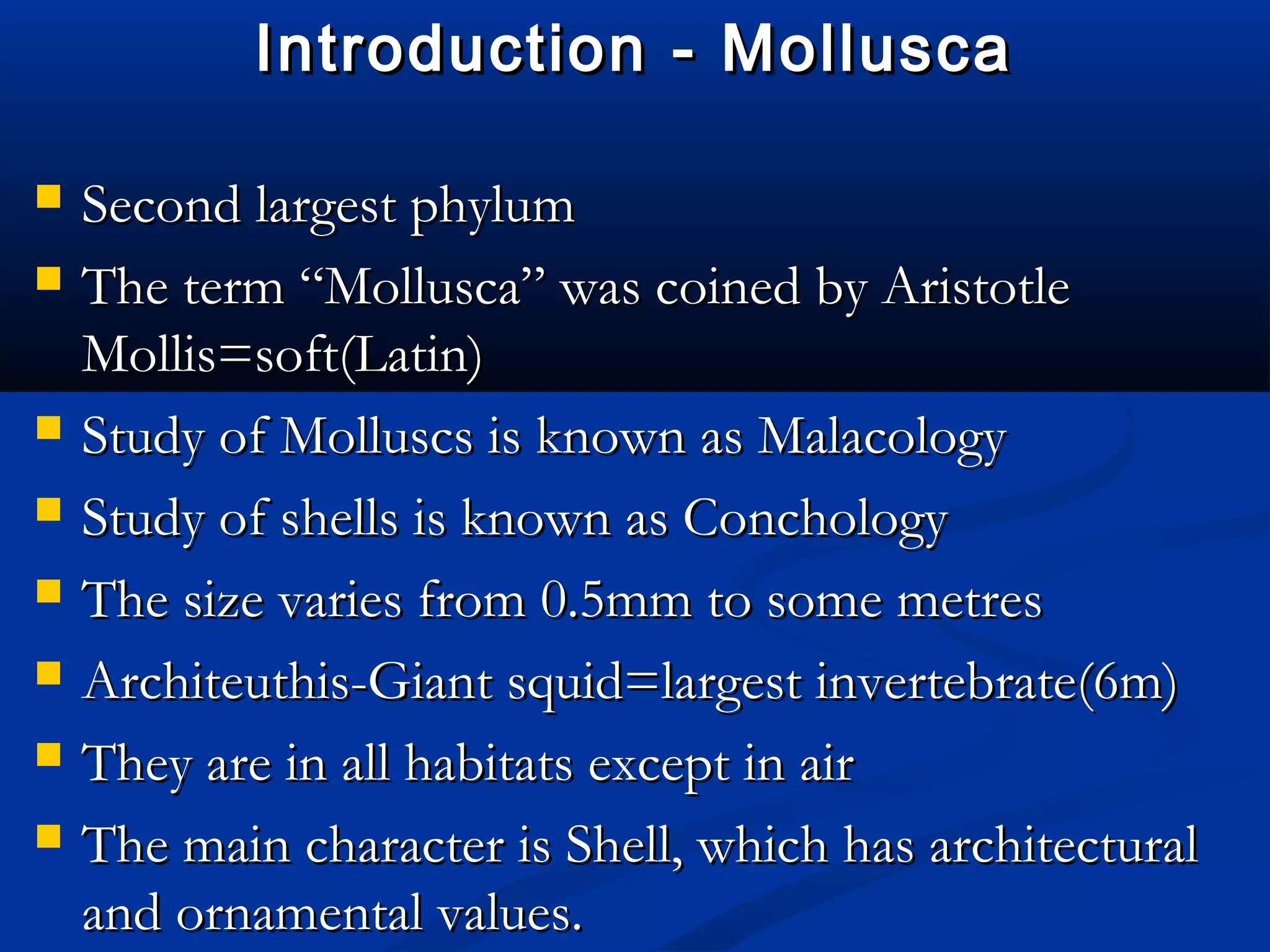 Mollusca general characters and classification | PPT
