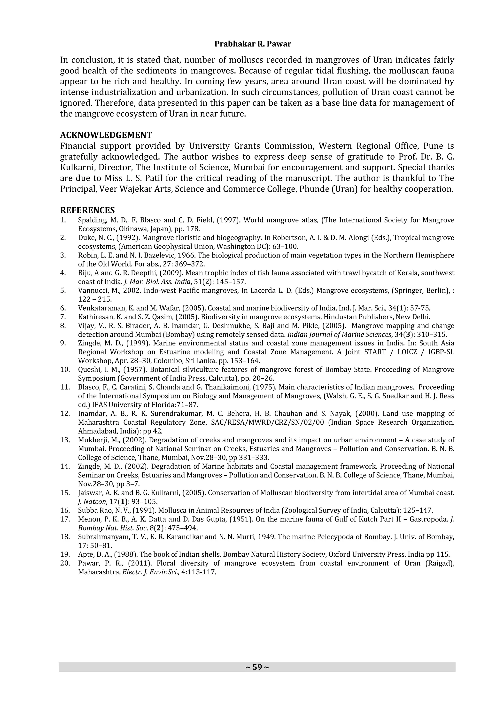 Molluscan diversity in mangroves of uran | PDF