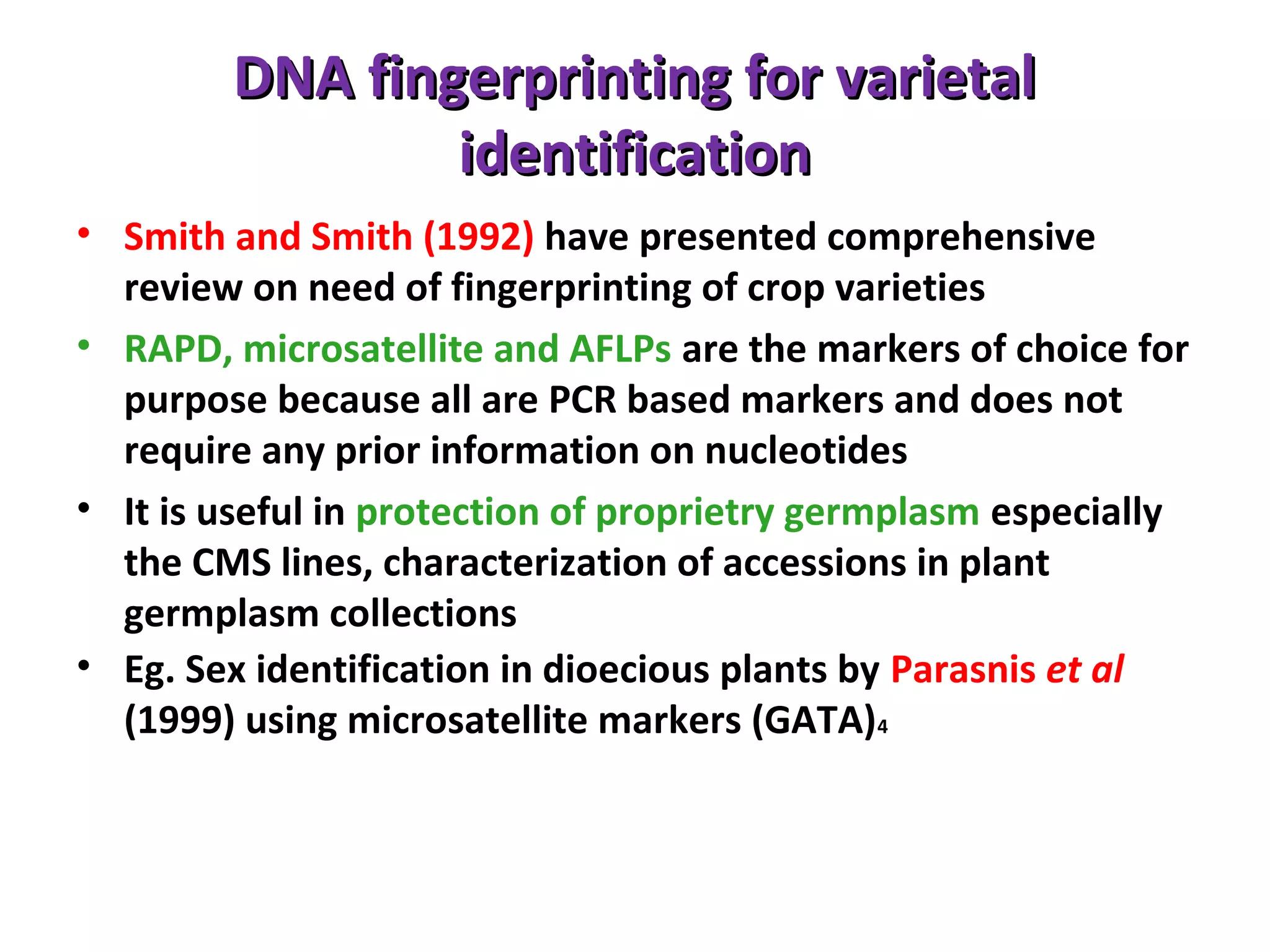 Molecular Markers, their application in crop improvement | PPT