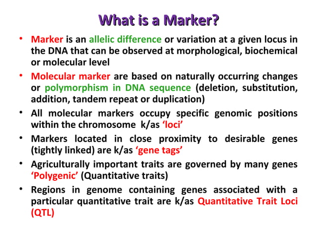 Molecular Markers, their application in crop improvement | PPT ...