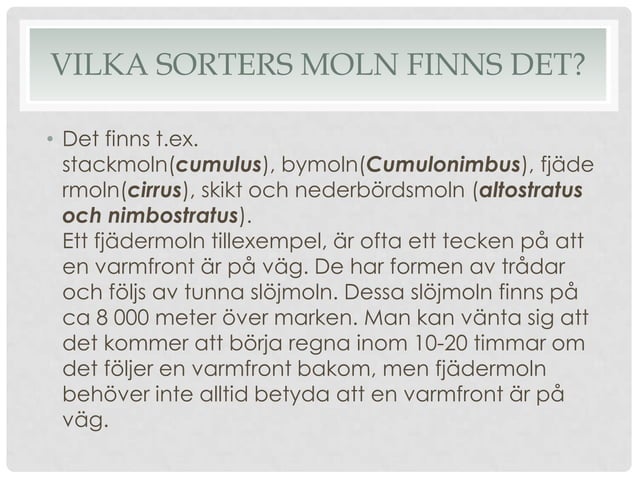 lite fakta om moln | PPTX | Weather | Science
