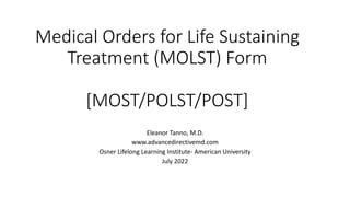 Medical Orders for Life Sustaining Treatment (MOLST) Form [MOST/POLST ...