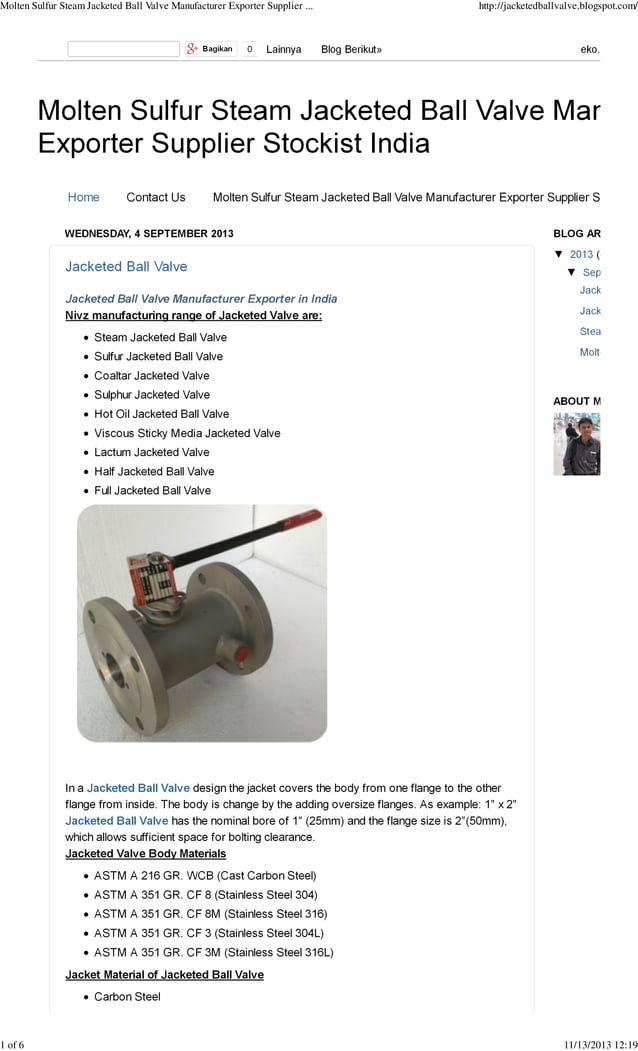 Molten sulfur steam jacketed ball valve manufacturer exporter s | PDF