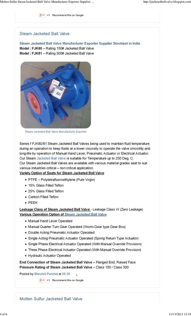 Molten sulfur steam jacketed ball valve manufacturer exporter s | PDF