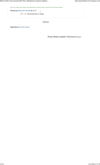 Molten sulfur steam jacketed ball valve manufacturer exporter s | PDF