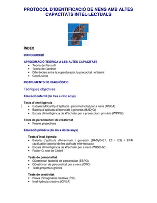 PROTOCOL D’IDENTIFICACIÓ DE NENS AMB ALTES CAPACITATS INTEL·LECTUALS | PDF