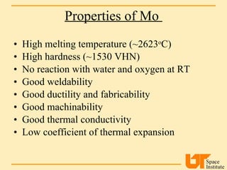 Molybdenum Coating on Steel | PPT