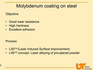 Molybdenum-on-Chromium Dual Coating on Steel | PPT