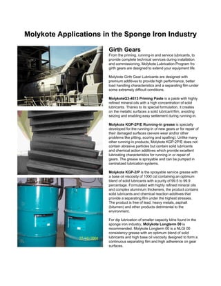 Molykote for sponge iron industry | PDF