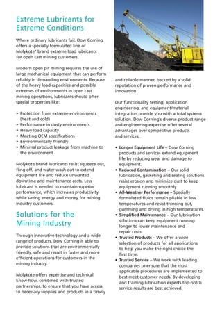 Molykote Mining Brochure | PDF