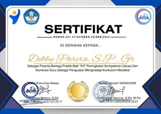 Sertifikat berbagi praktik baik SMA NEGERI 20 SERAM BAGIAN BARAT | PDF