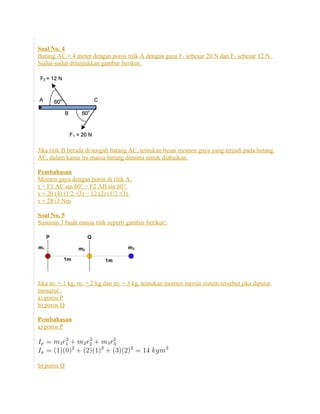 contoh soal dan pembahasan momen gaya dan momen inersia | DOC