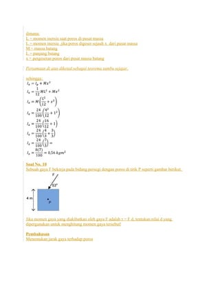 contoh soal dan pembahasan momen gaya dan momen inersia | DOC