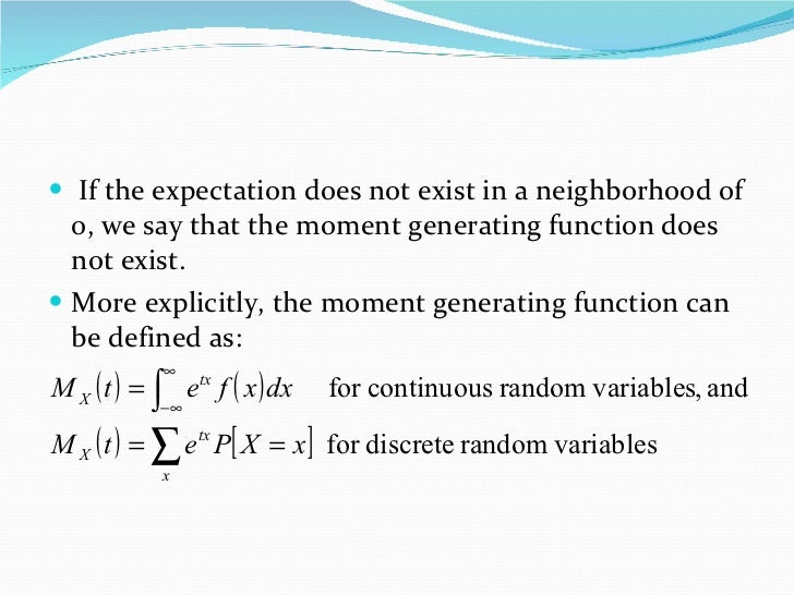 Moment generating function
