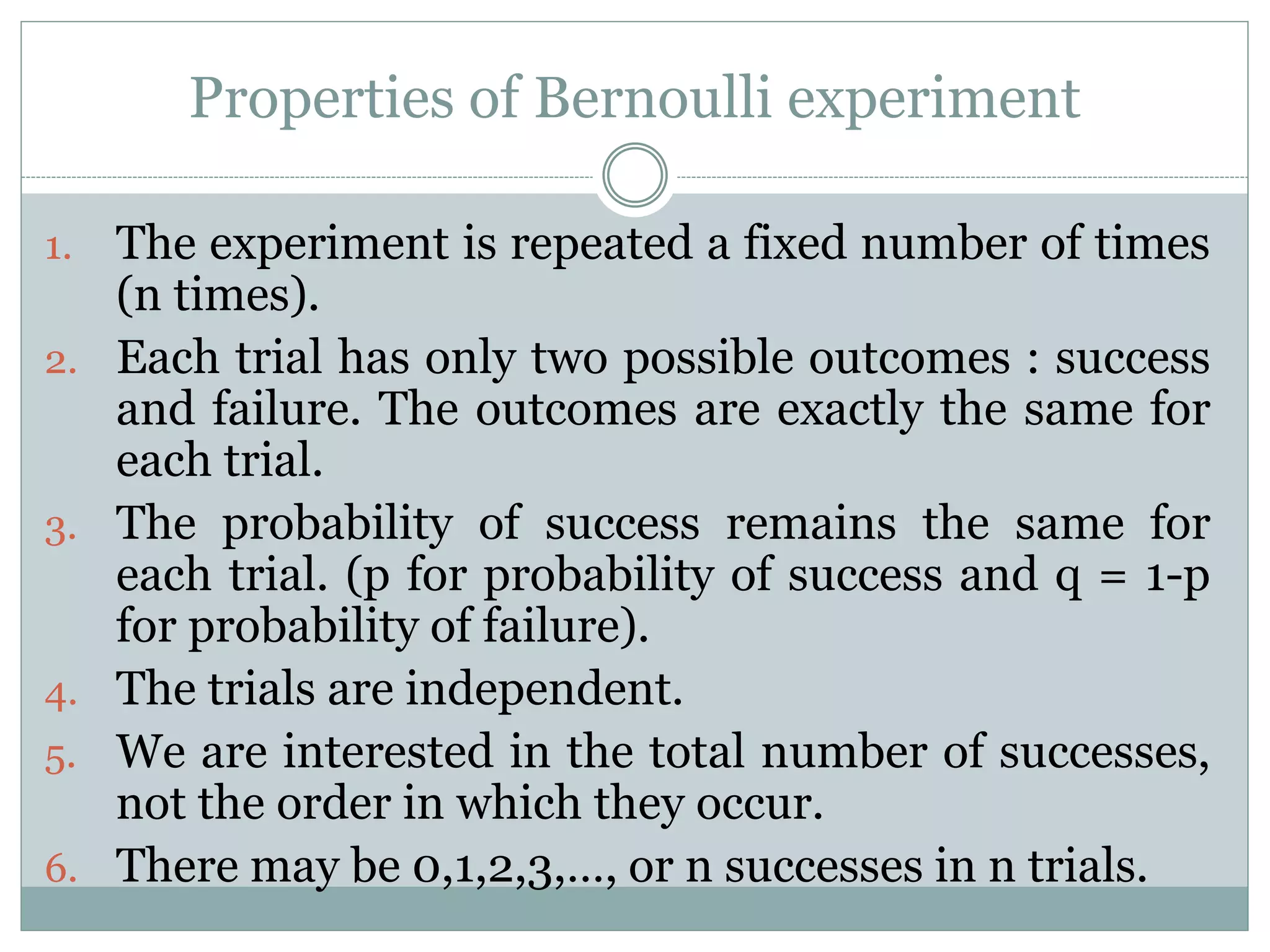 Moment generating function & bernoulli experiment | PPTX