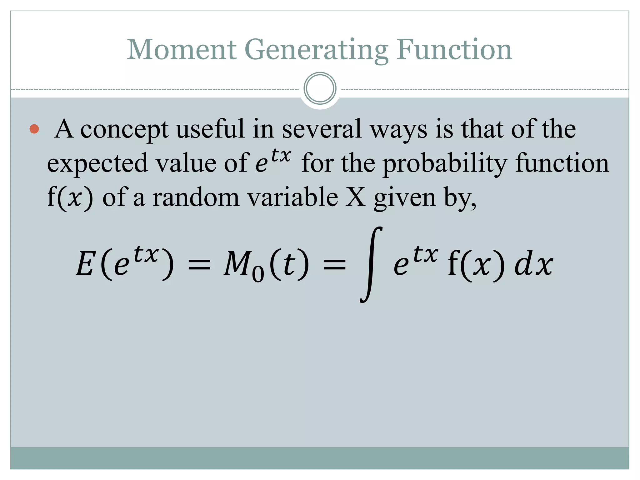 Moment Generating Function And Bernoulli Experiment Ppt