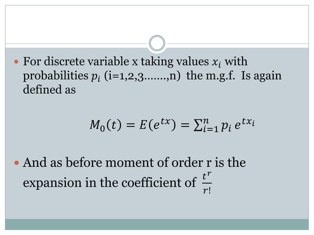 Moment Generating Function And Bernoulli Experiment Pptx