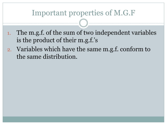 Moment Generating Function And Bernoulli Experiment Ppt