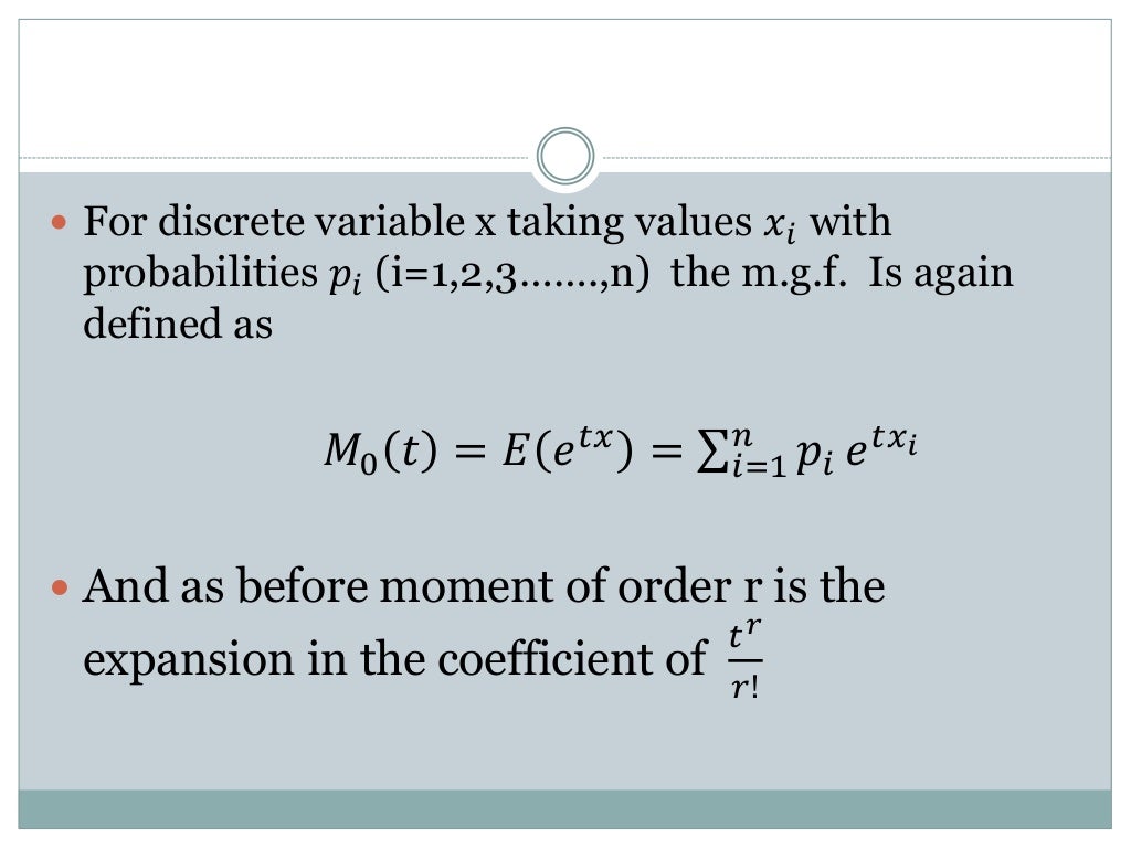 Moment Generating Function And Bernoulli Experiment