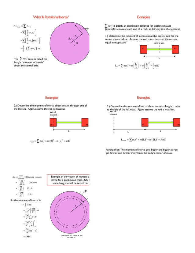 How two derive Moment of inertia | PDF | Physics | Science